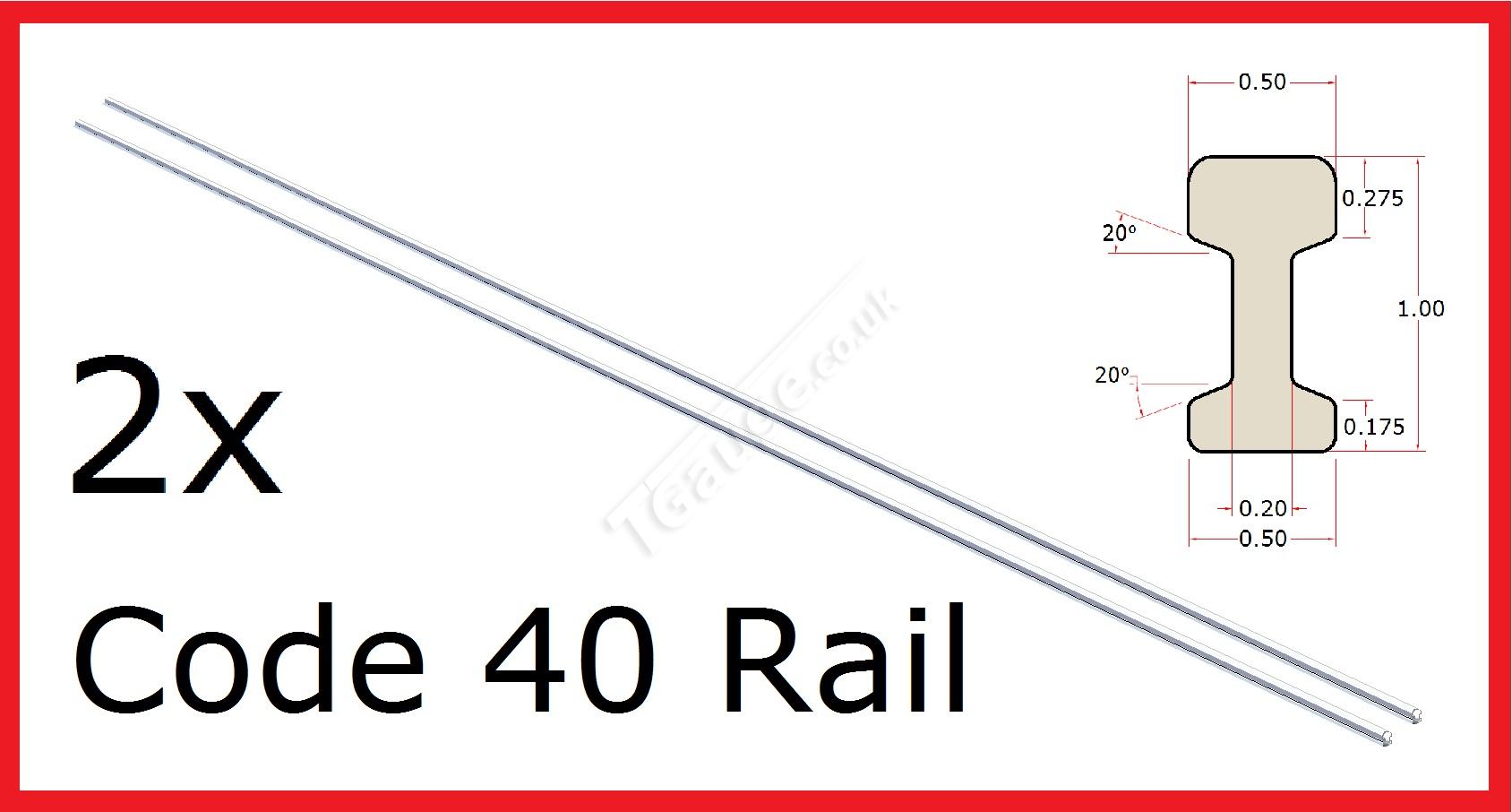 T Gauge 1:450 Scale Code 40 Steel Rail 1 Pair for Model Railroads